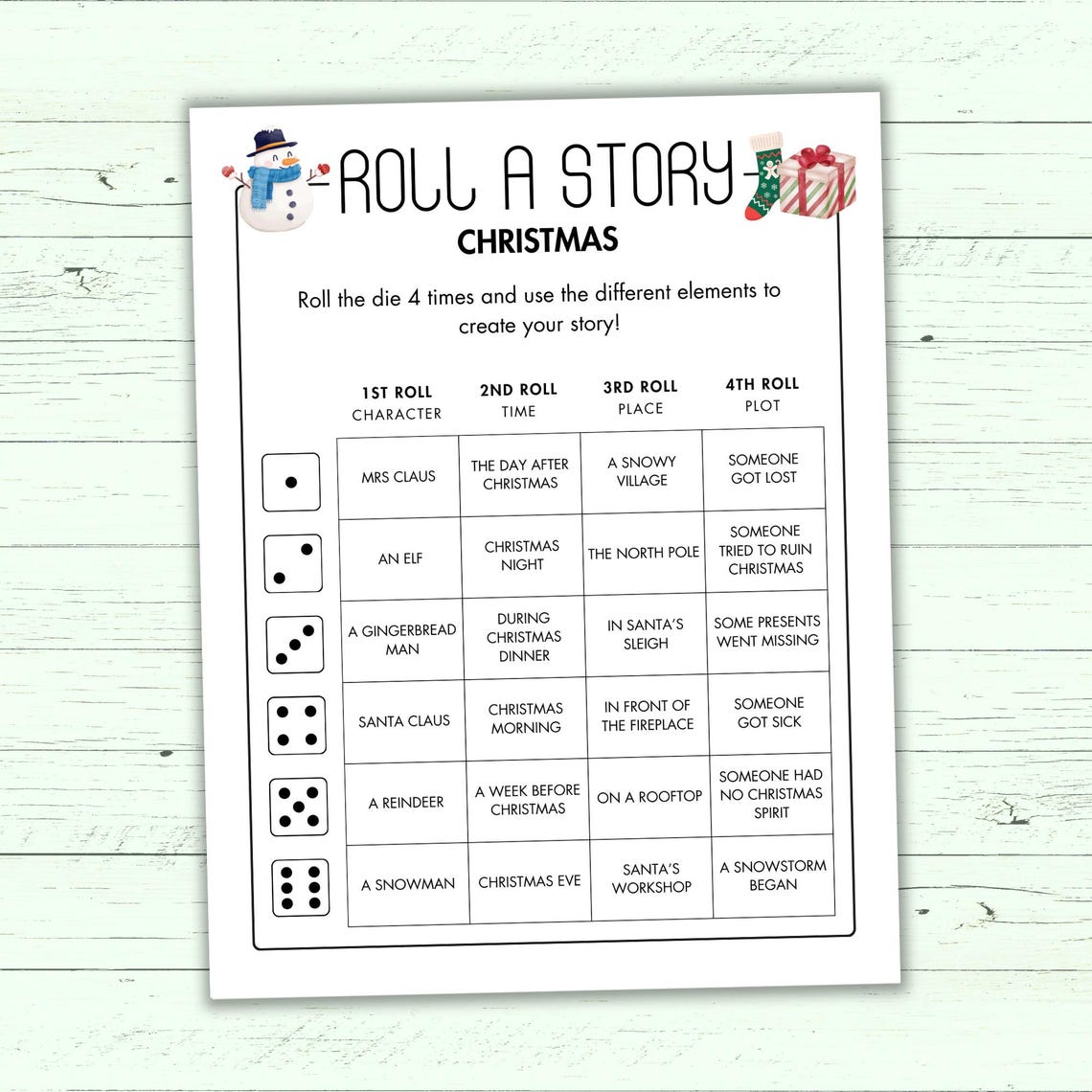 Christmas Roll a Story - Creative Writing Prompt Activity - Printable ...