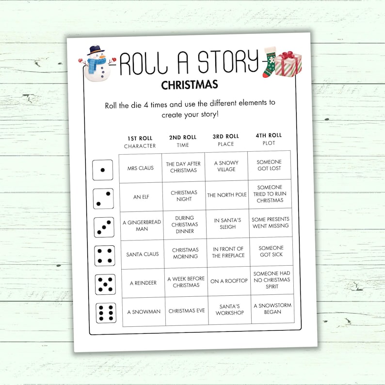 Christmas Roll a Story - Creative Writing Prompt Activity - Printable ...