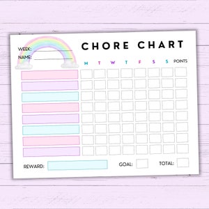 Editable Printable Chore Chart for Kids - Pink & Purple Design With ...