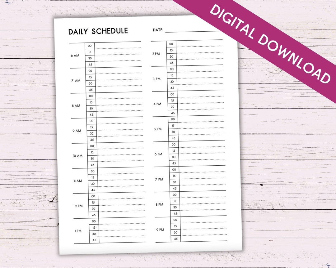 Printable 15-minute Schedule Planner Editable Instant - Etsy