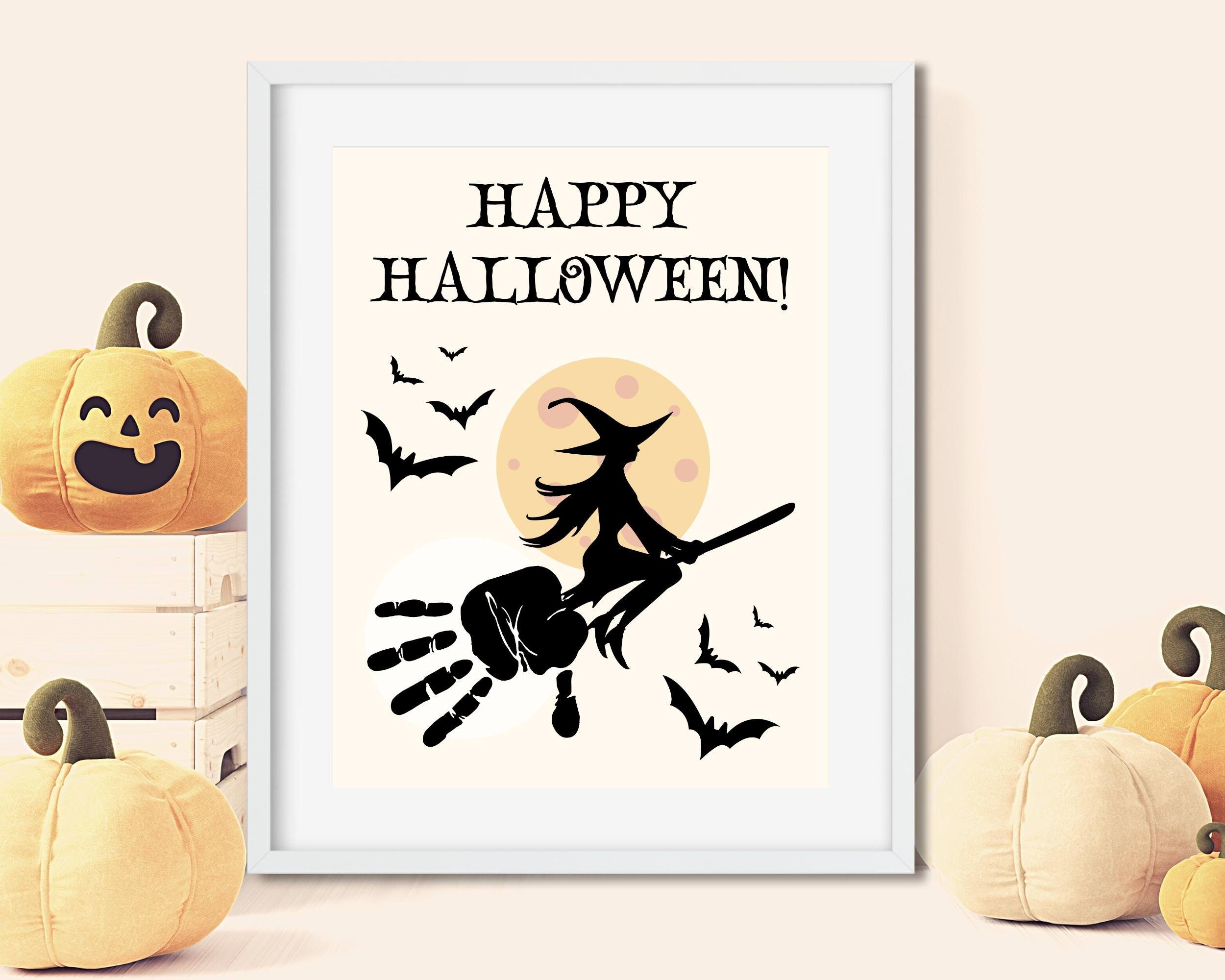 Halloween Witch's Broom Handprint Craft Template - Etsy Canada