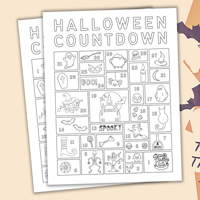 Printable Halloween Coloring Countdown - Halloween Countdown Coloring ...