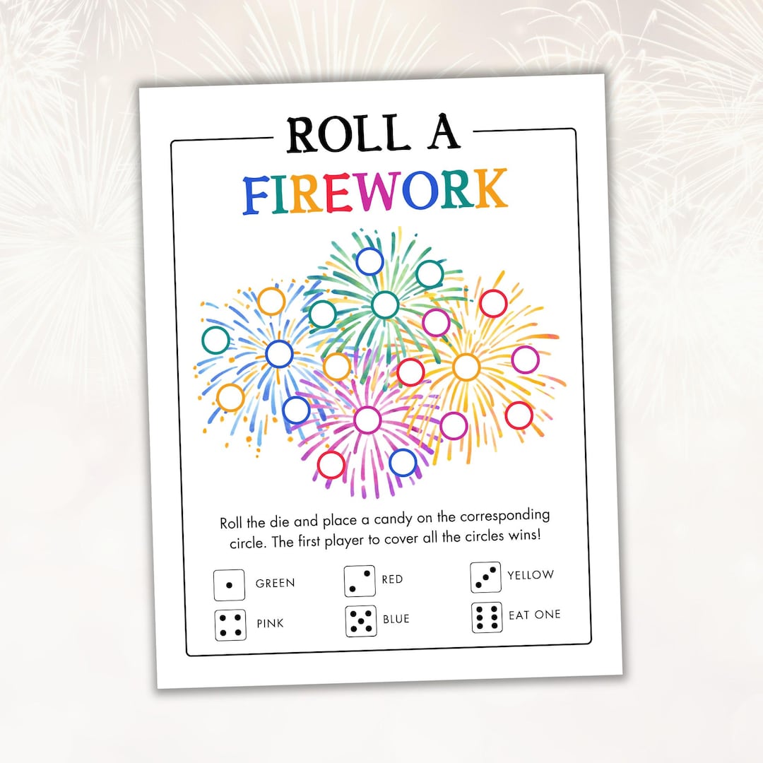 Roll a Firework Game - Firework Candy Dice Game - NYE Classroom Party ...