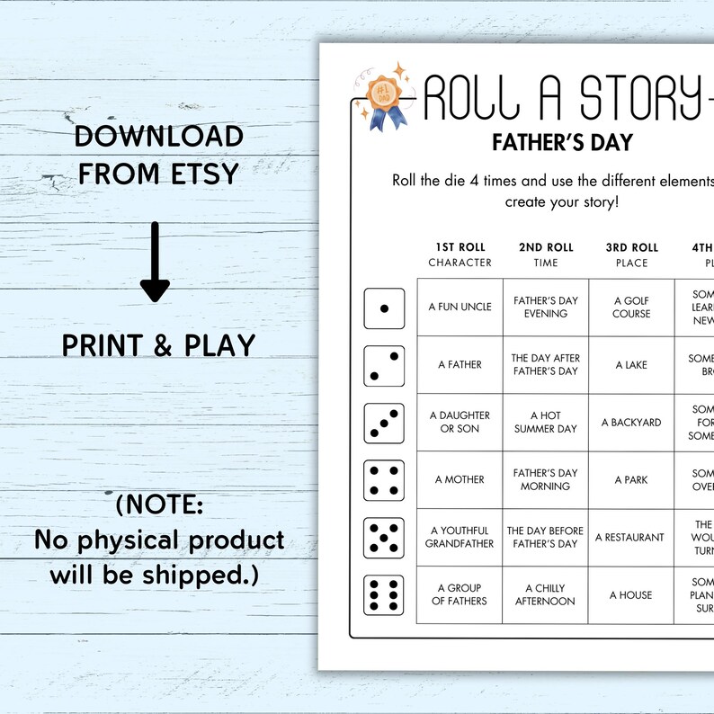 Father's Day Roll a Story - Creative Writing Prompts - Printable Story ...