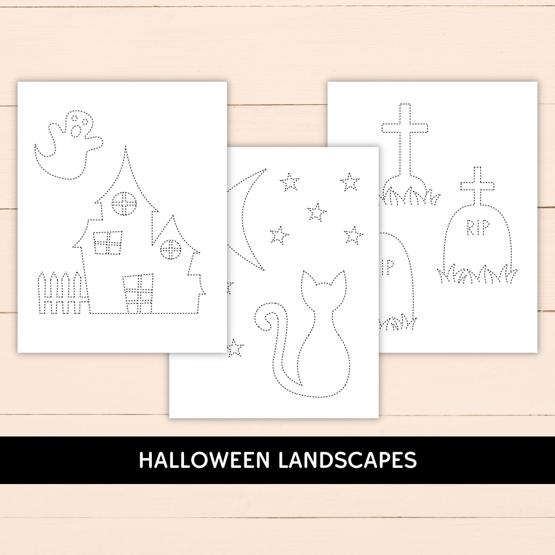 Printable Halloween Trace & Color Sheets Tracing Worksheets for ...