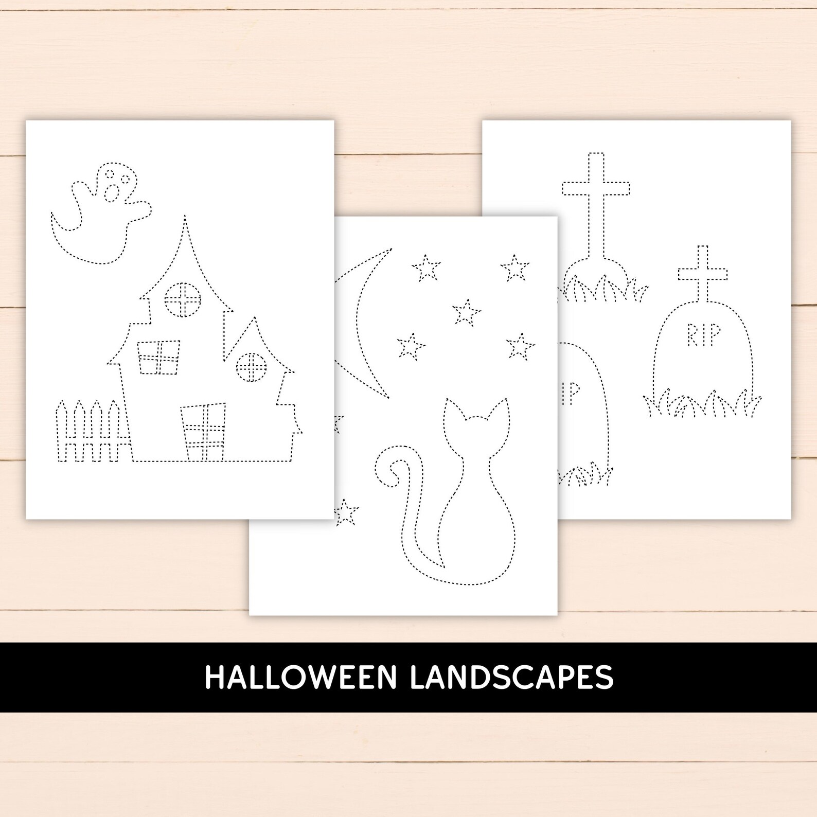 Printable Halloween Trace & Color Sheets - Tracing Worksheets for ...