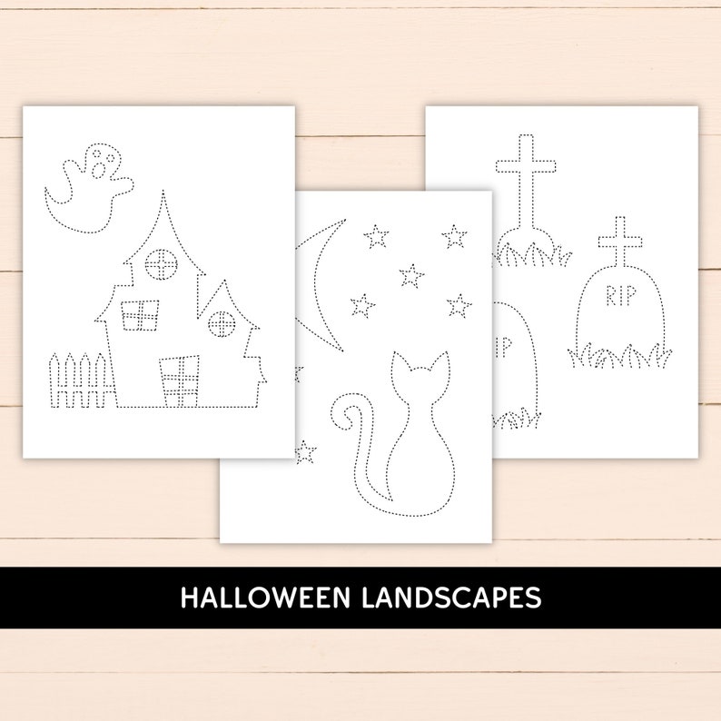 Printable Halloween Trace & Color Sheets - Tracing Worksheets for ...