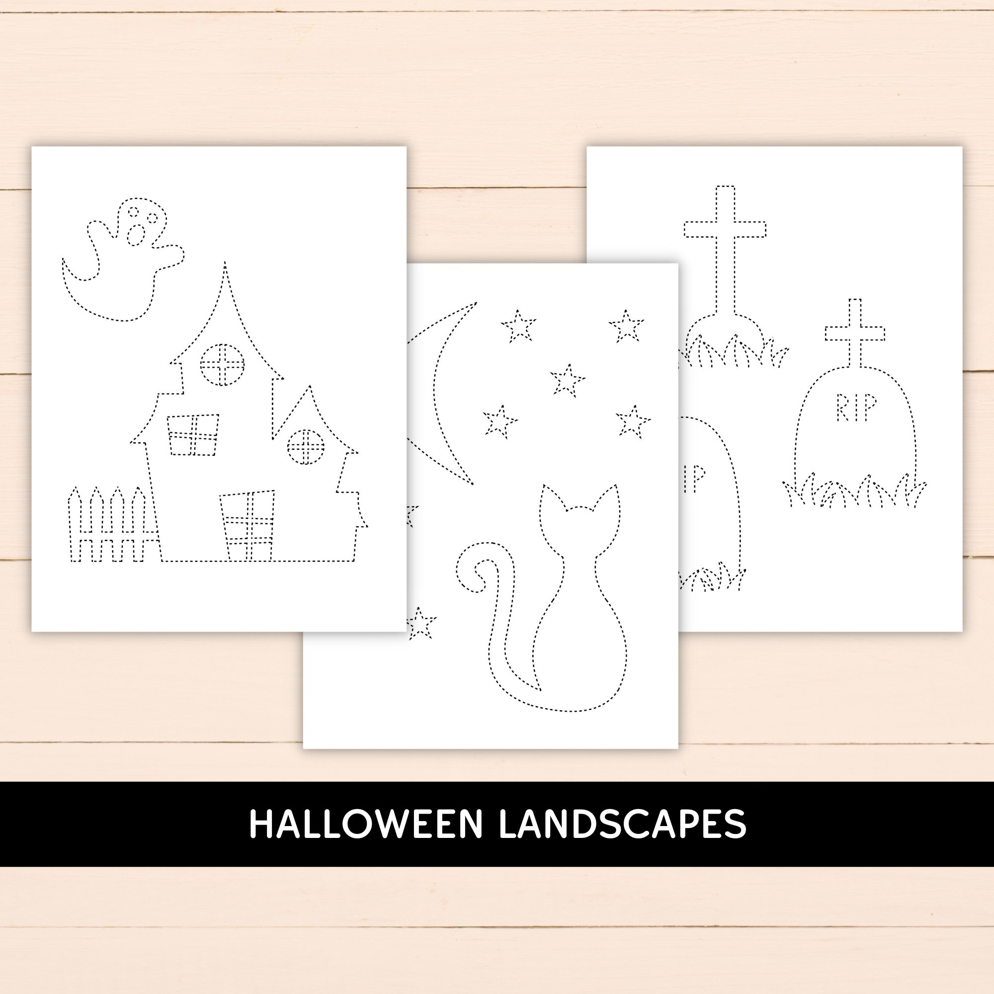 Printable Halloween Trace & Color Sheets - Tracing Worksheets for ...