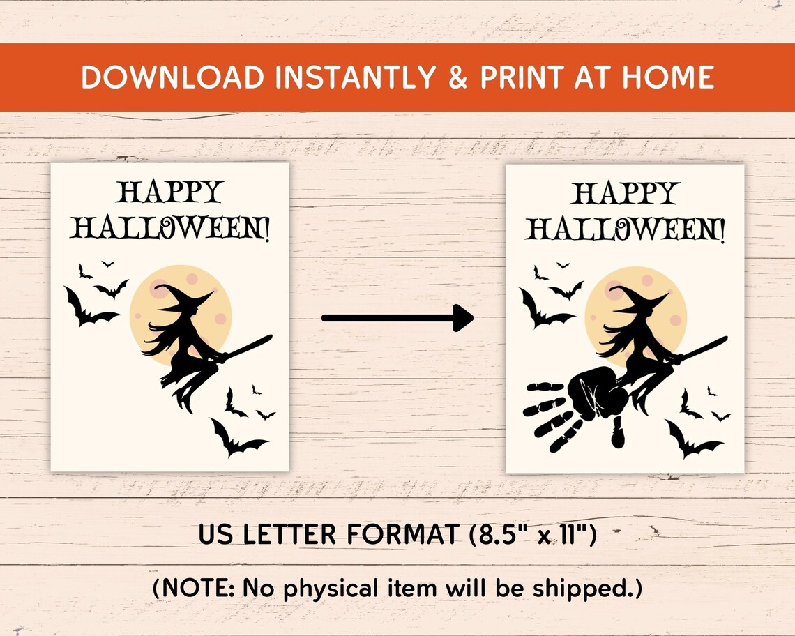 Halloween Witch's Broom Handprint Craft Template - Etsy Canada