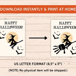 Halloween Witch's Broom Handprint Craft Template - Etsy