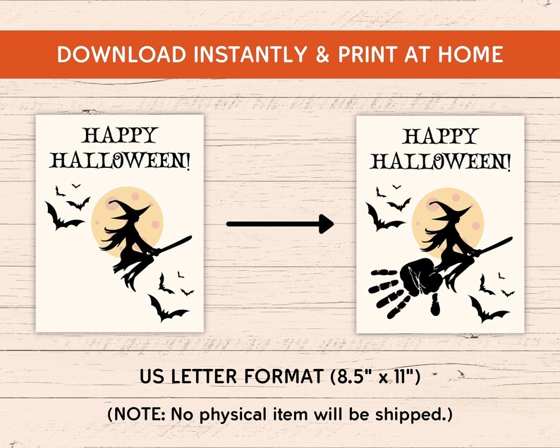 Halloween Witch's Broom Handprint Craft Template - Etsy