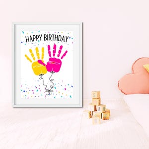 Handprint Balloon Birthday Art - Happy Birthday Handprint Art - DIY ...