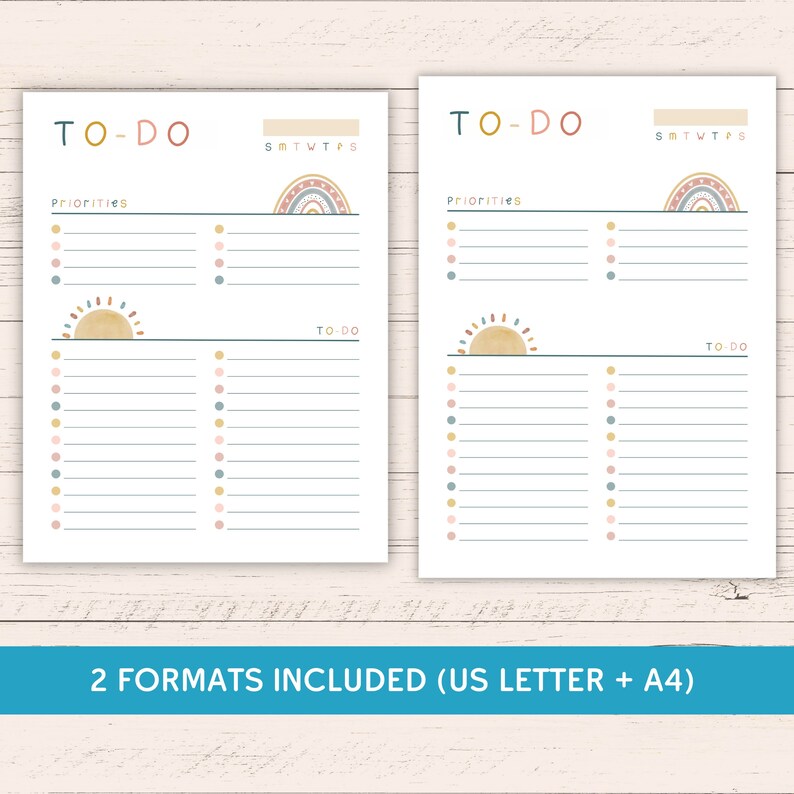 Printable Boho Daily Weekly Monthly Planner Page Bundle With Bonus To ...