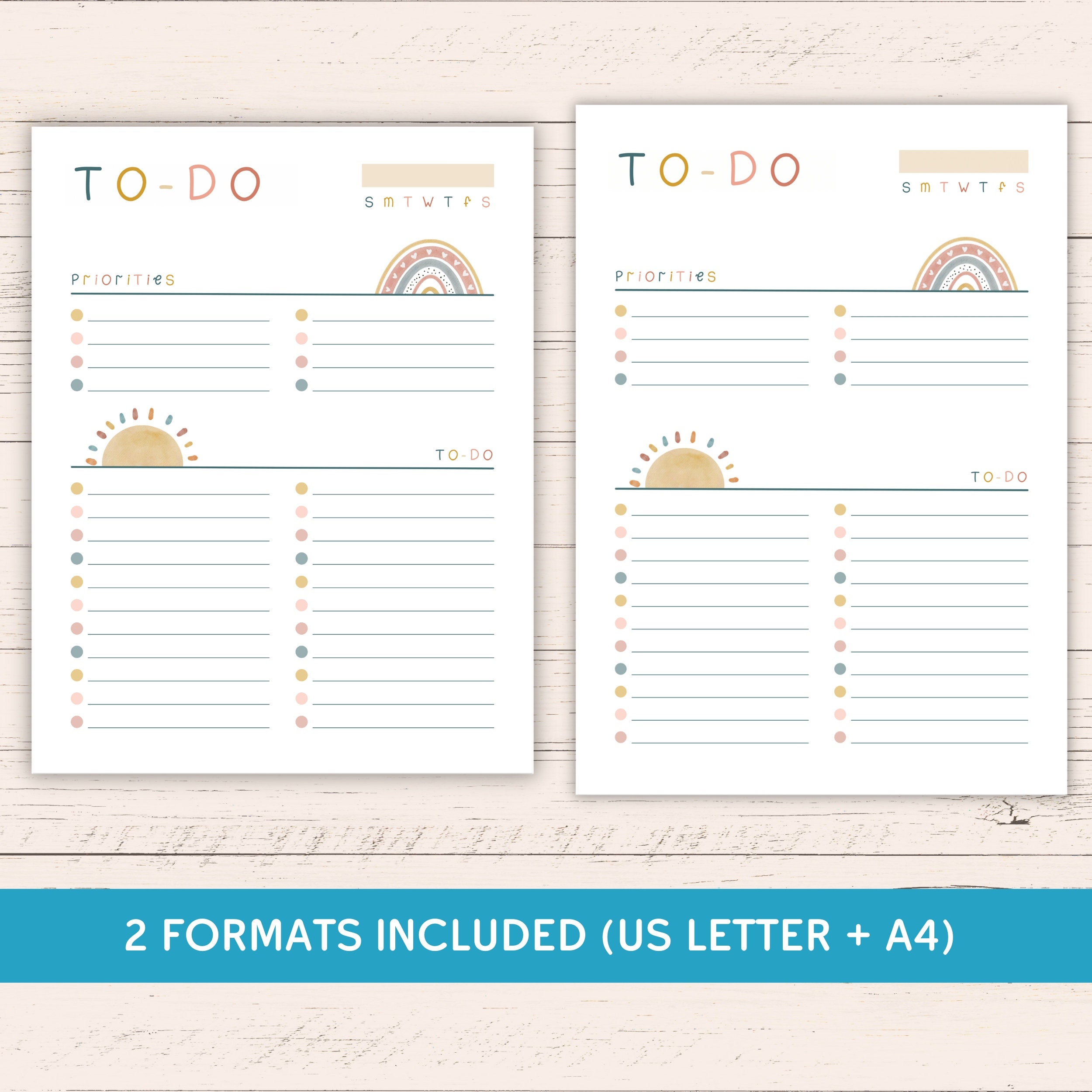 Printable Boho Daily Weekly Monthly Planner Page Bundle With Bonus To ...