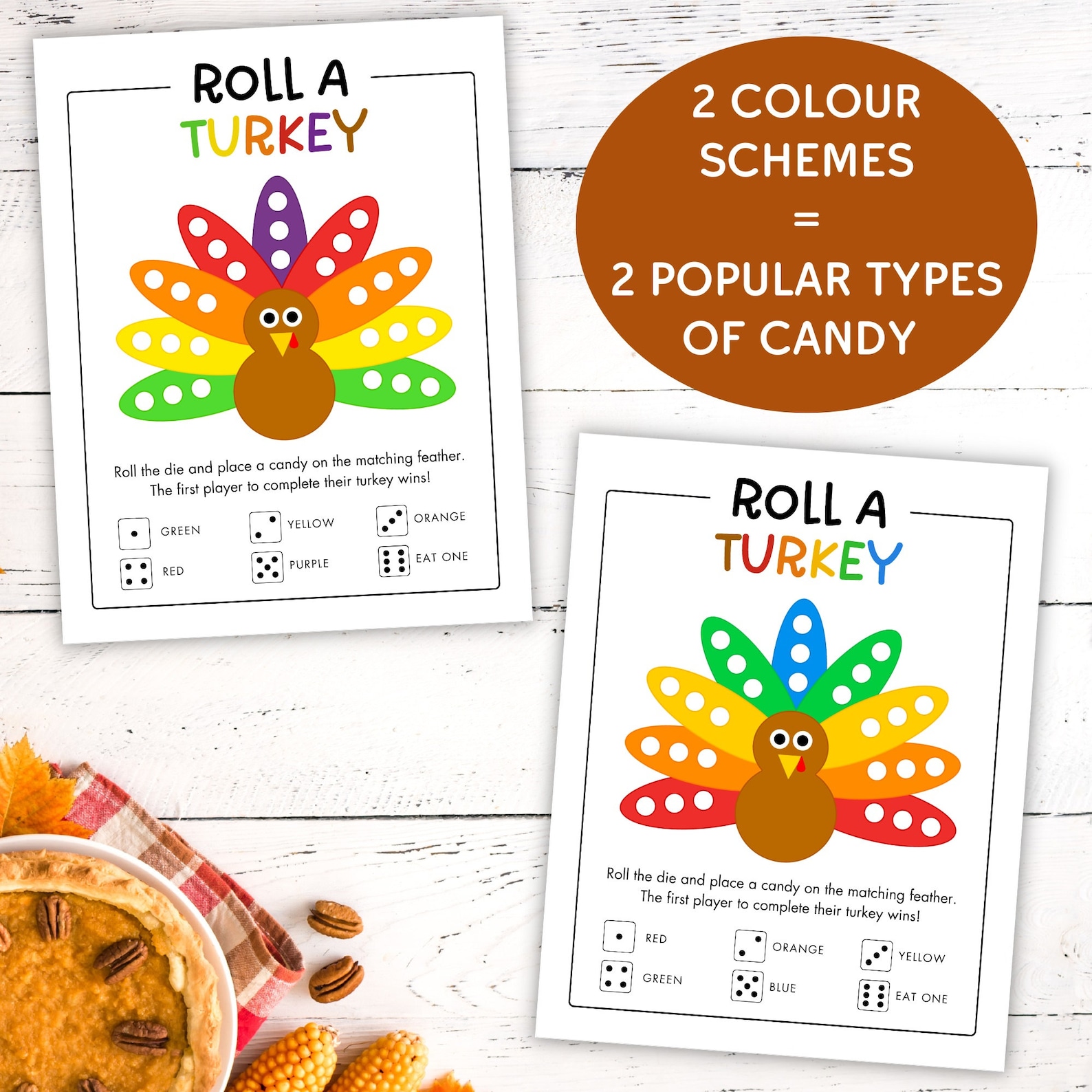 Roll a Turkey Game - Printable Thanksgiving Game - Fall Activity for ...