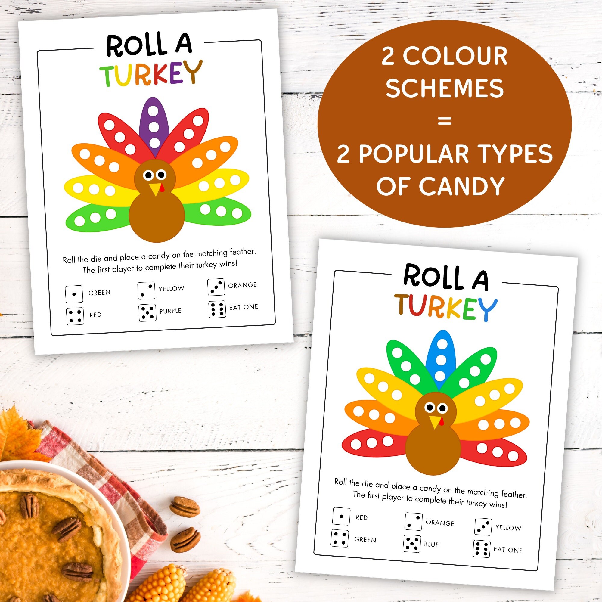 Roll a Turkey Game - Printable Thanksgiving Game - Fall Activity for ...