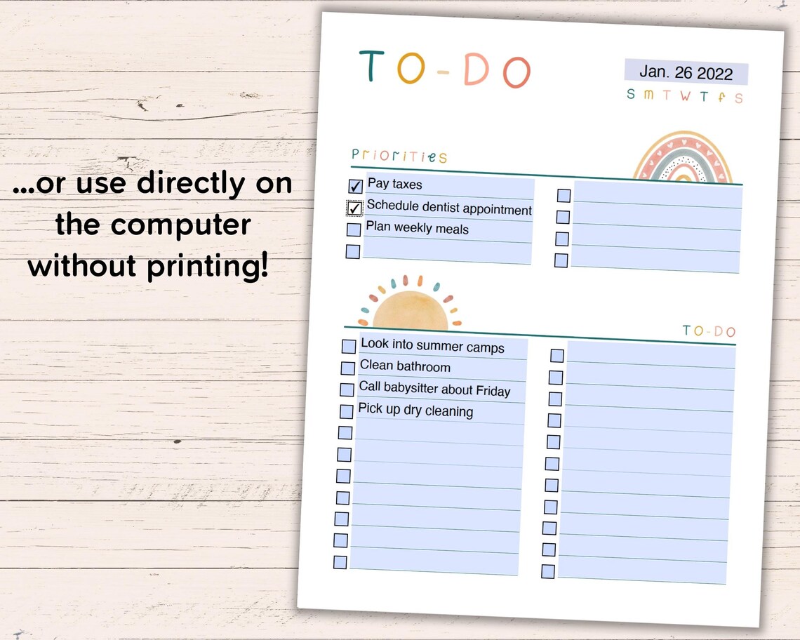 Printable Boho Daily Weekly Monthly Planner Page Bundle - Etsy