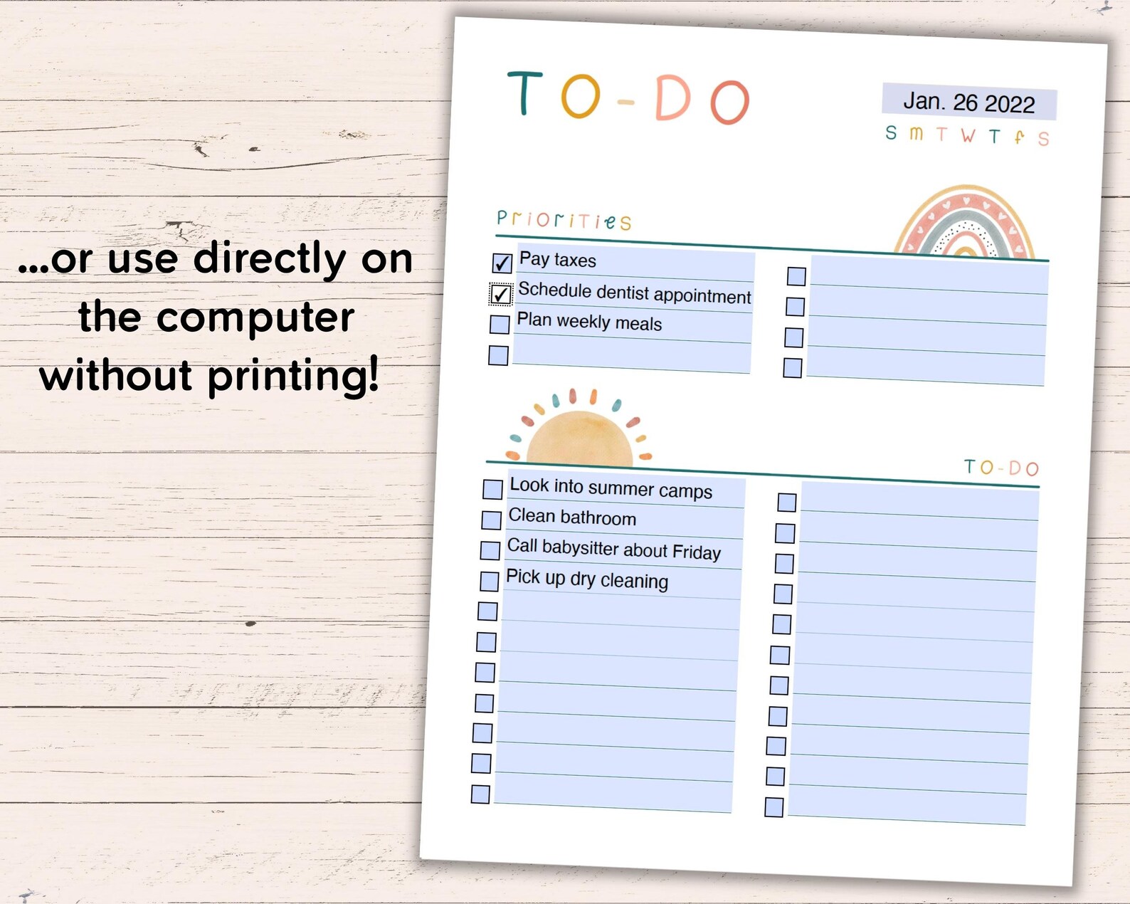 Printable Boho Daily Weekly Monthly Planner Page Bundle - Etsy