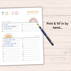 Printable Boho To-do List - US Letter + A4 - Editable Instant Download ...