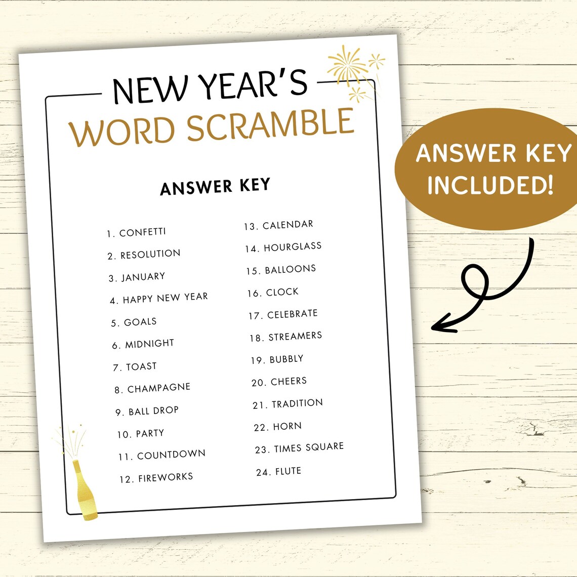 New Years Word Scramble - Printable New Year's Eve Activity - New Years ...