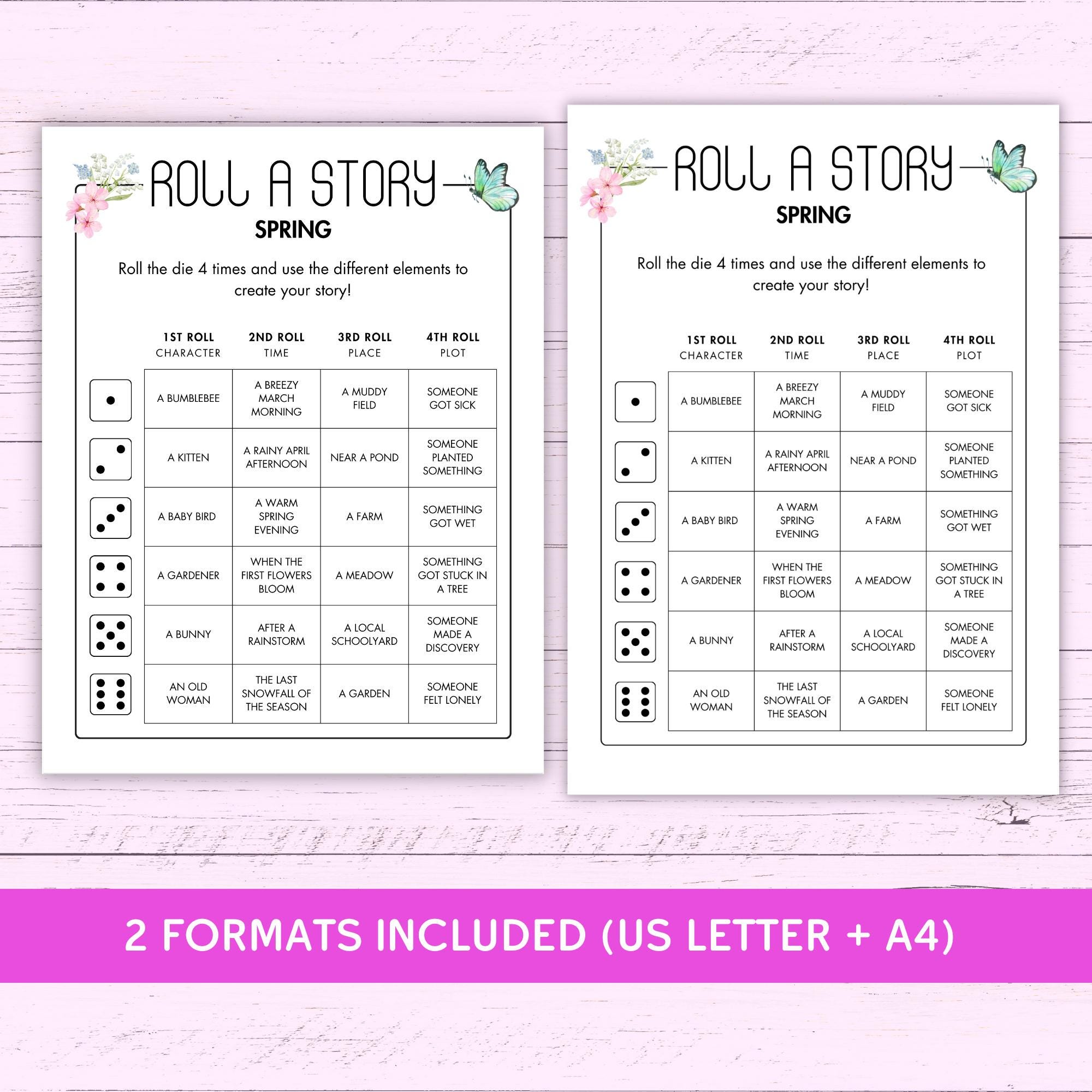 Spring Roll a Story - Creative Writing Prompt Activity - Printable ...