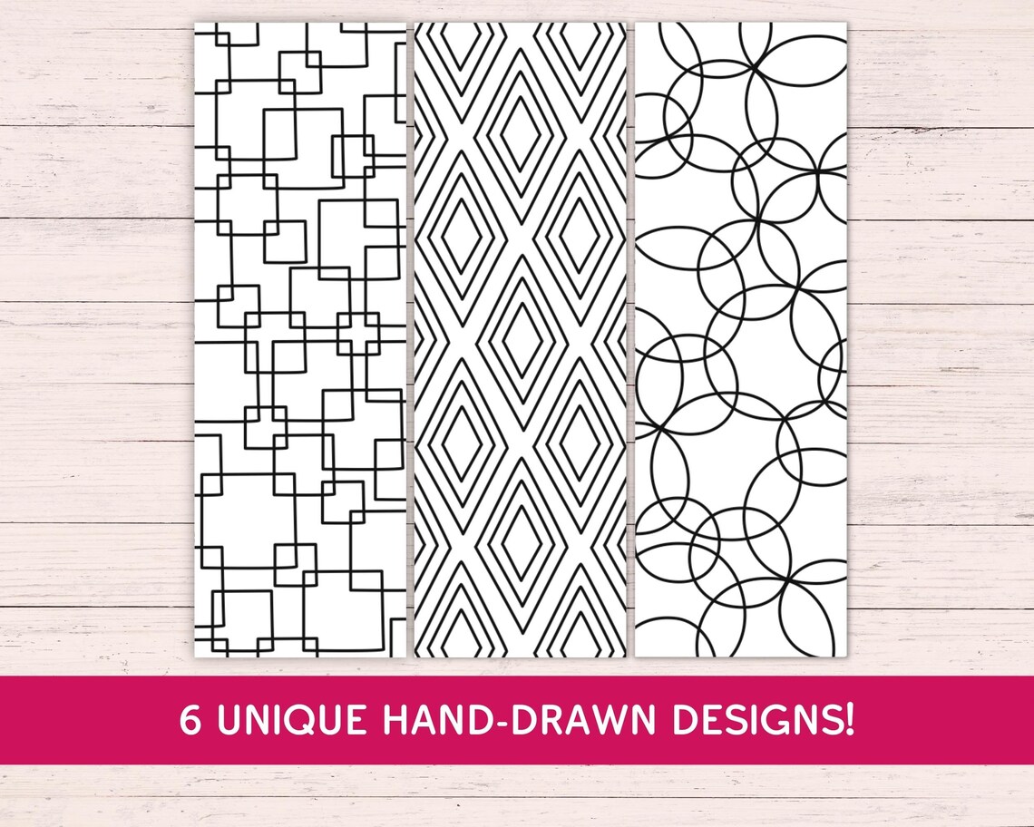 Printable Geometric Coloring Bookmarks Set of 6 PDF - Etsy