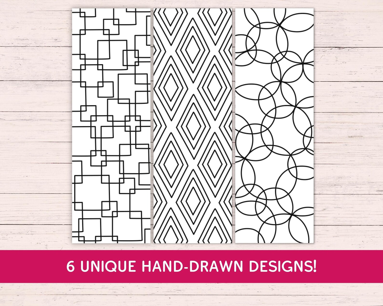 Printable Geometric Coloring Bookmarks Set of 6 PDF - Etsy
