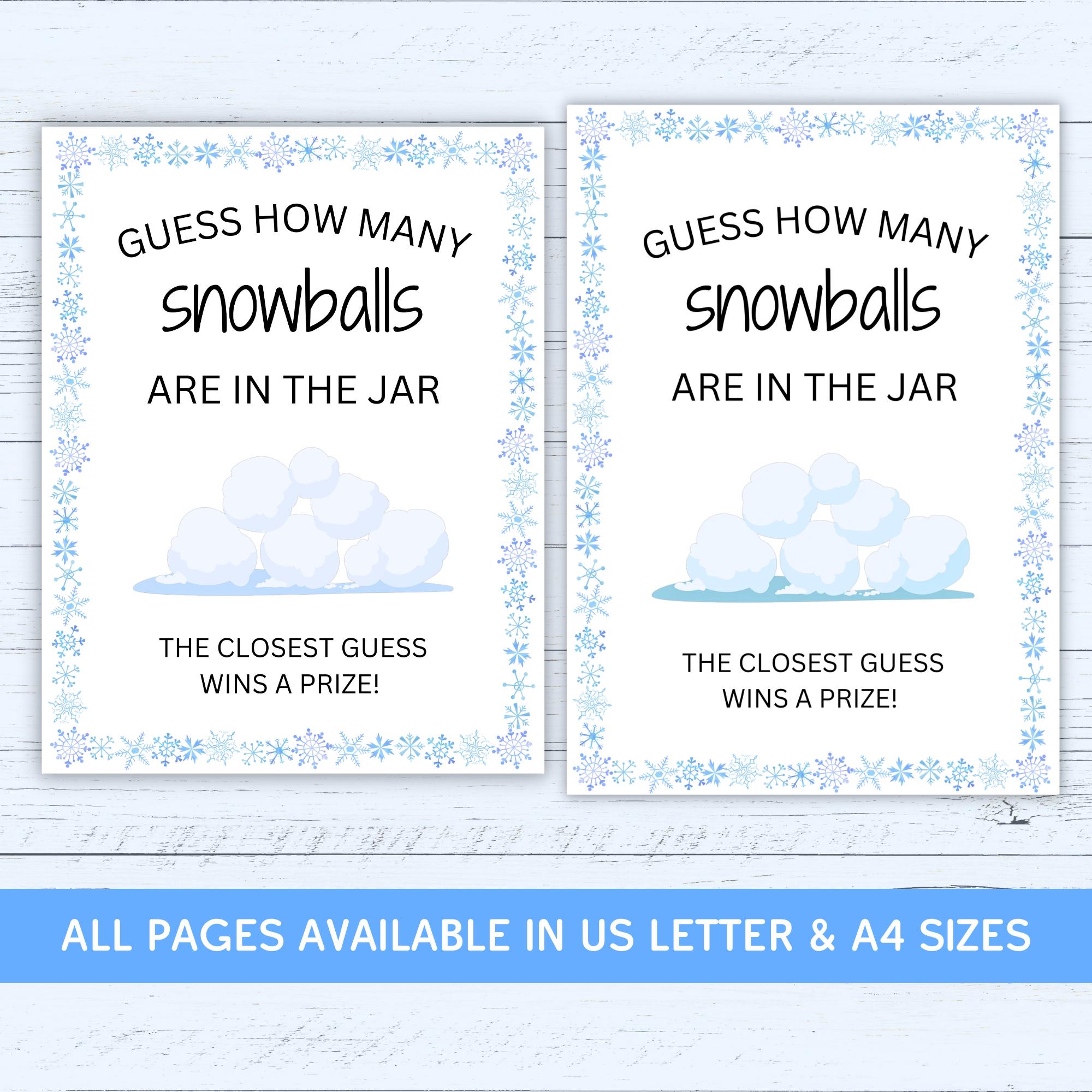 Snowball Guessing Game - Snowball Guessing Jar Game - Winter Guess How ...