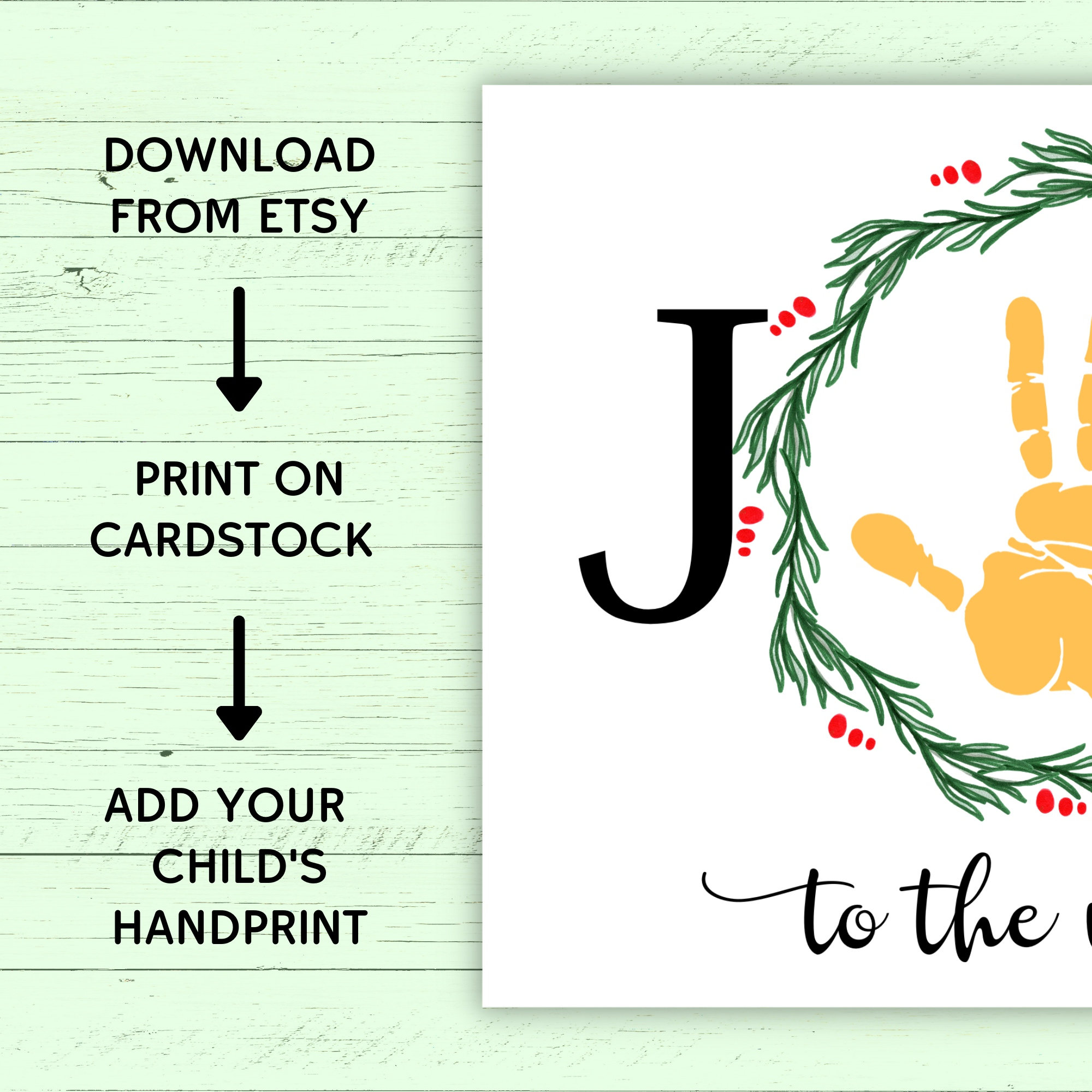 JOY Christmas Handprint Art Template - Christmas Handprint Keepsake ...