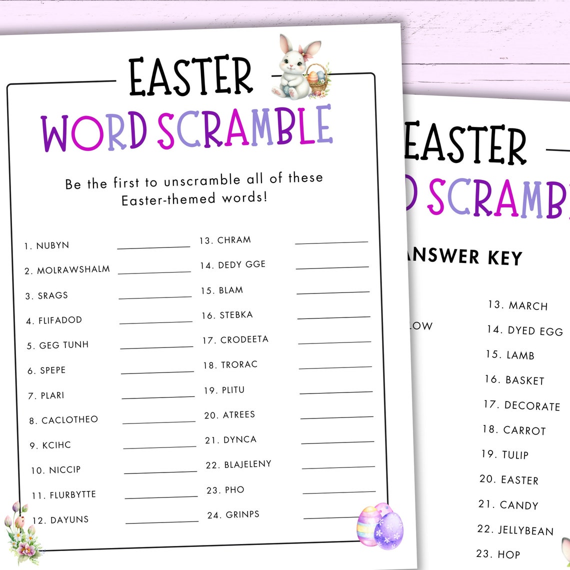 Easter Word Scramble - Printable Easter Activity - Easter Party Game ...
