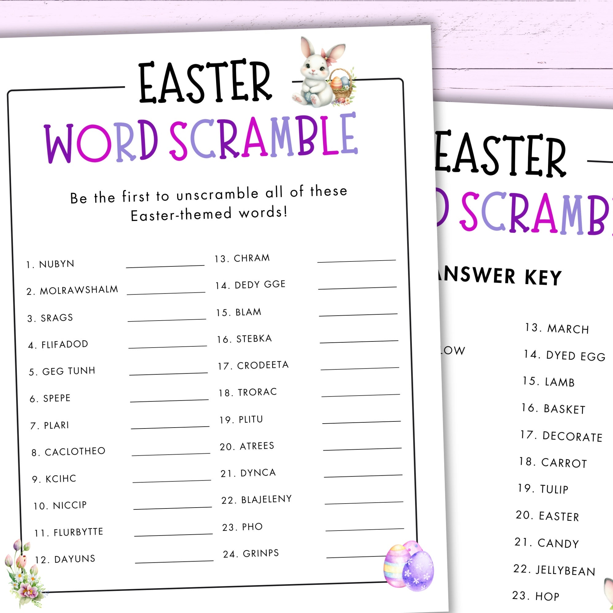 Easter Word Scramble - Printable Easter Activity - Easter Party Game ...