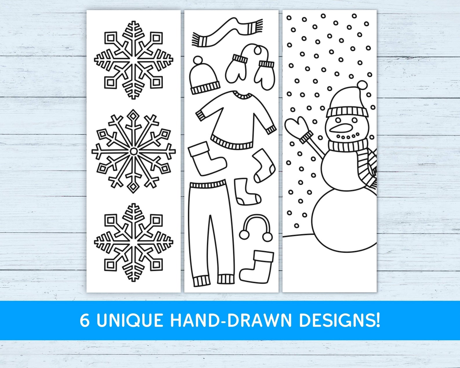 Printable Winter Coloring Bookmarks Set of 6 PDF Instant - Etsy Canada
