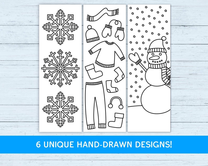 Printable Winter Coloring Bookmarks Set of 6 PDF Instant - Etsy Canada
