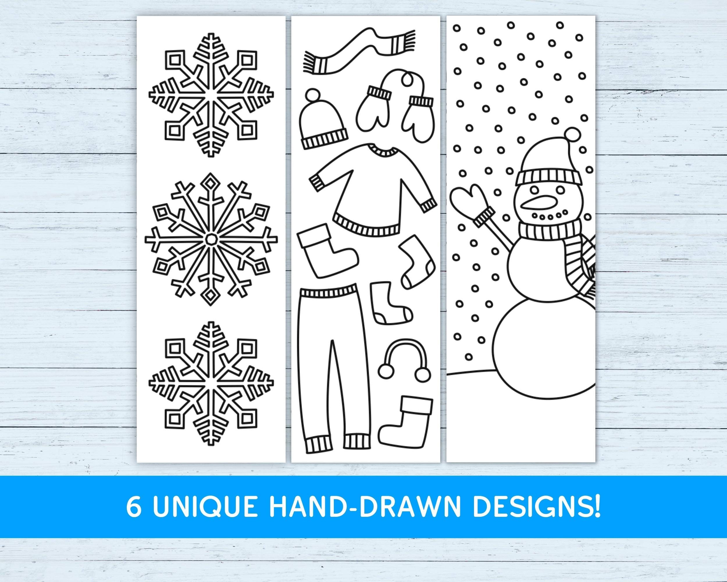 Printable Winter Coloring Bookmarks Set of 6 PDF Instant - Etsy Canada