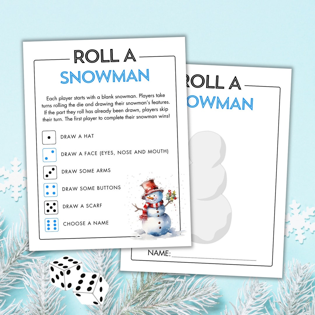 Roll a Snowman Game - Printable Christmas Game - Winter Activity for ...