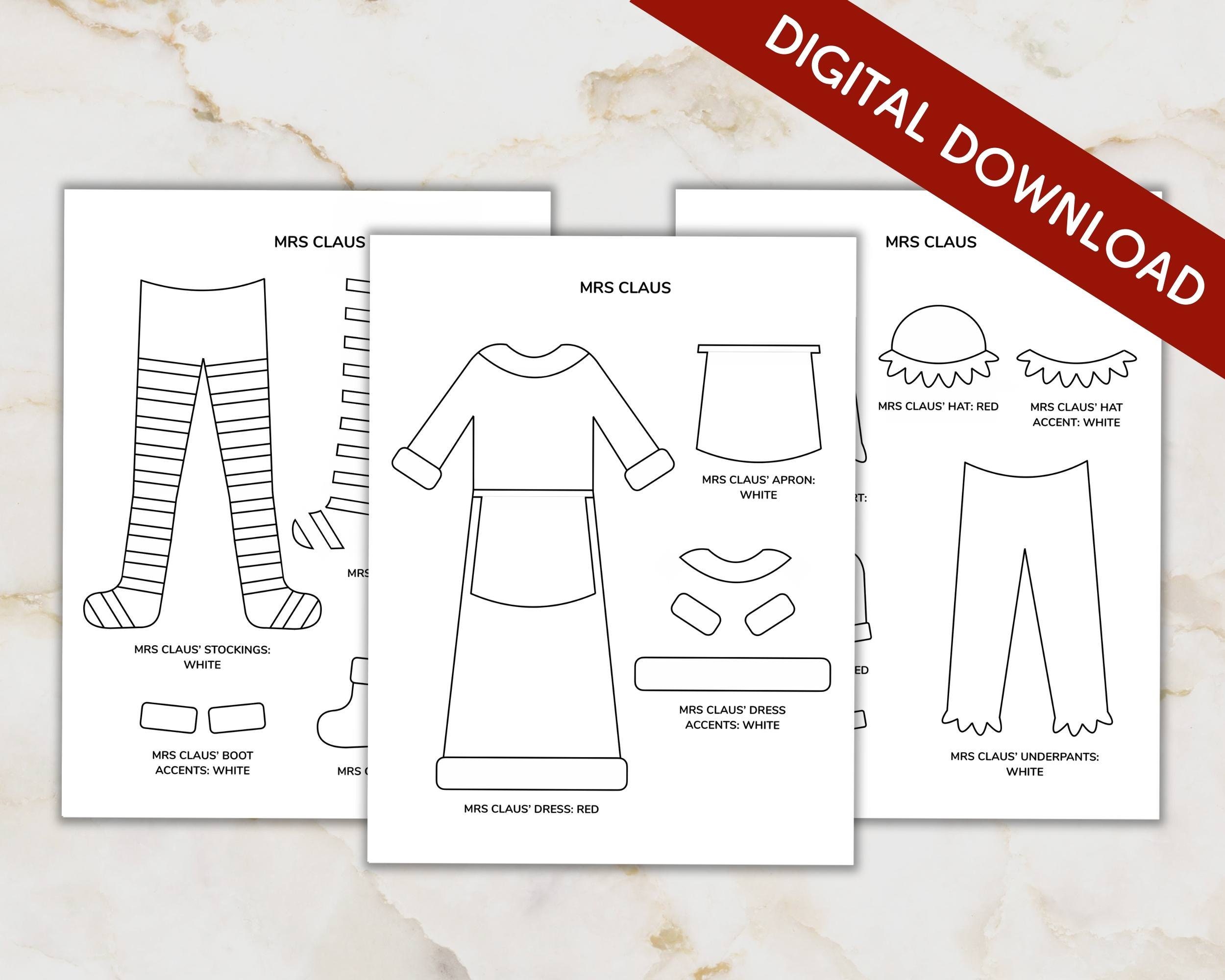Printable Templates for Santa's Clothesline Mrs Claus - Etsy
