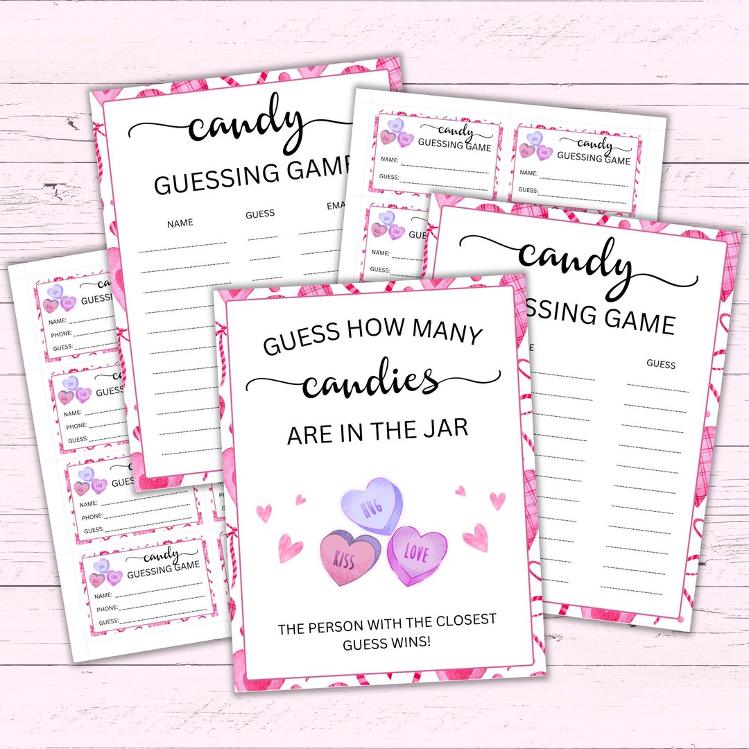 Valentine Candy Guessing Game - Valentine Guessing Jar Game - Classroom ...