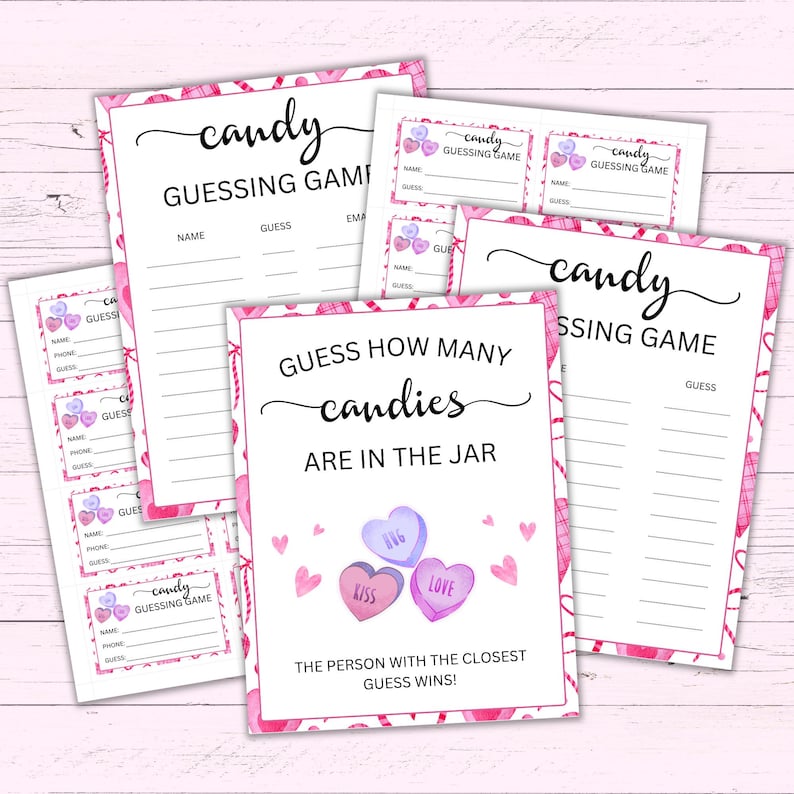 Valentine Candy Guessing Game - Valentine Guessing Jar Game - Classroom ...