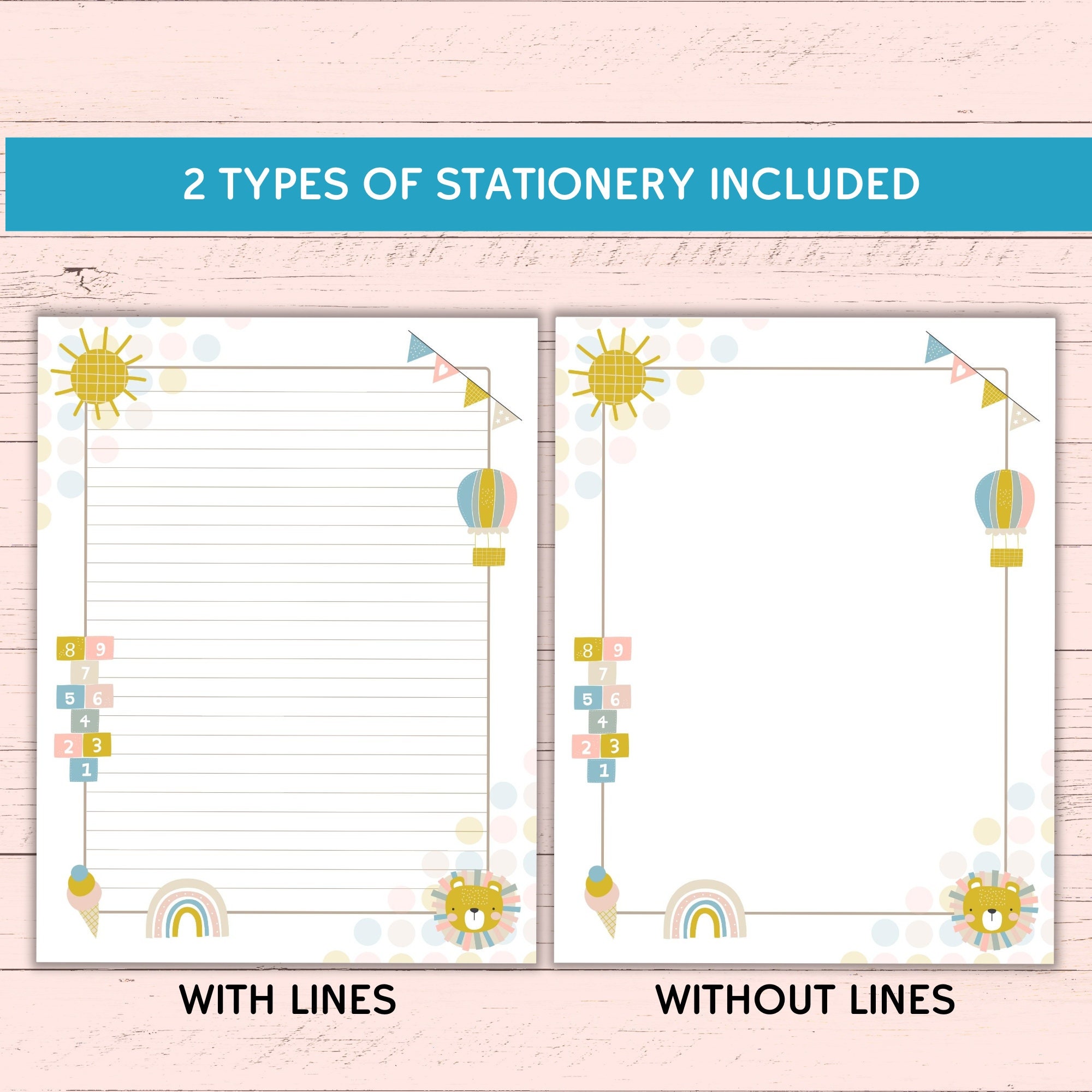 Cute Printable Baby Stationery - Digital Note Paper - Instant Download ...