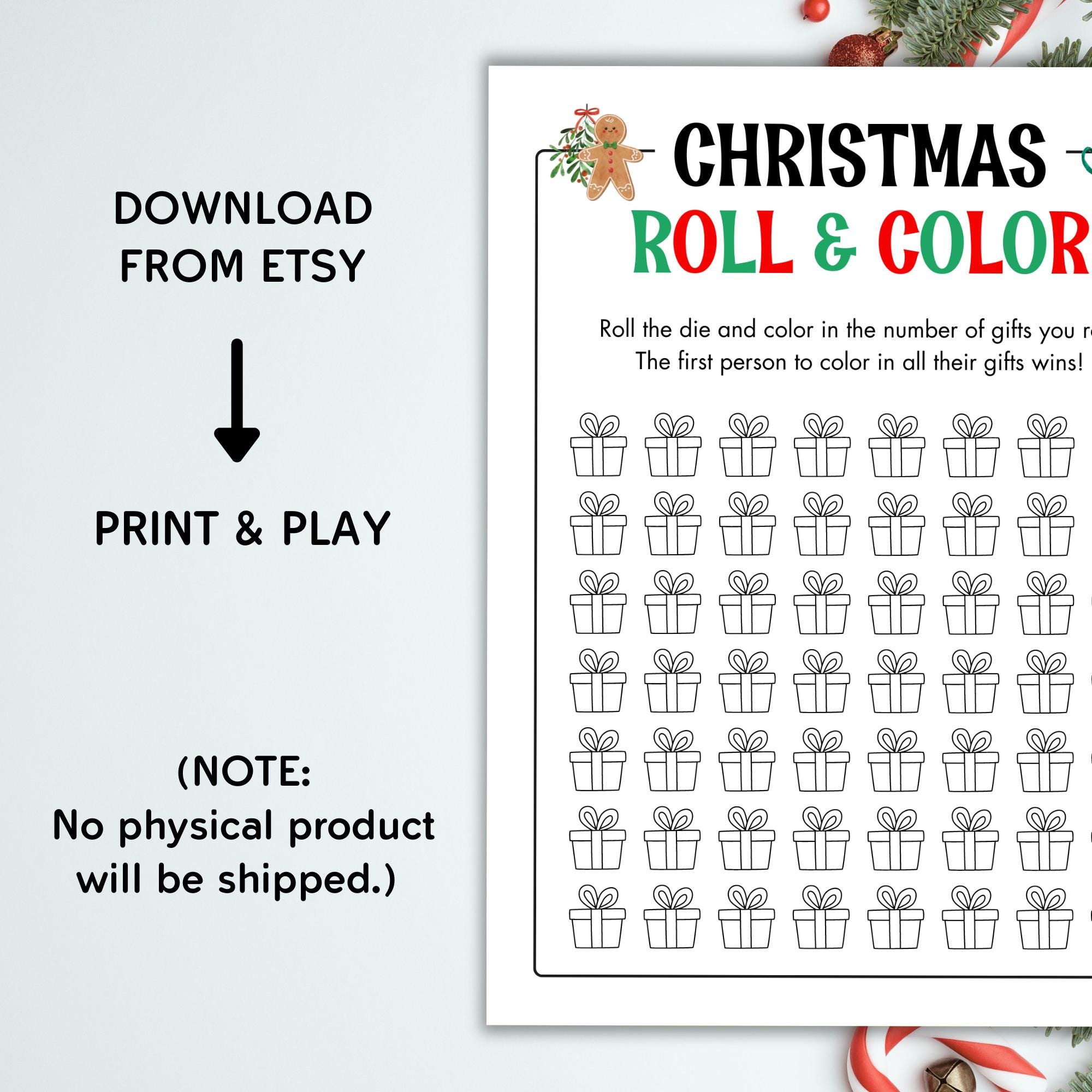 Printable Christmas Roll and Color Game - Christmas Party Game ...