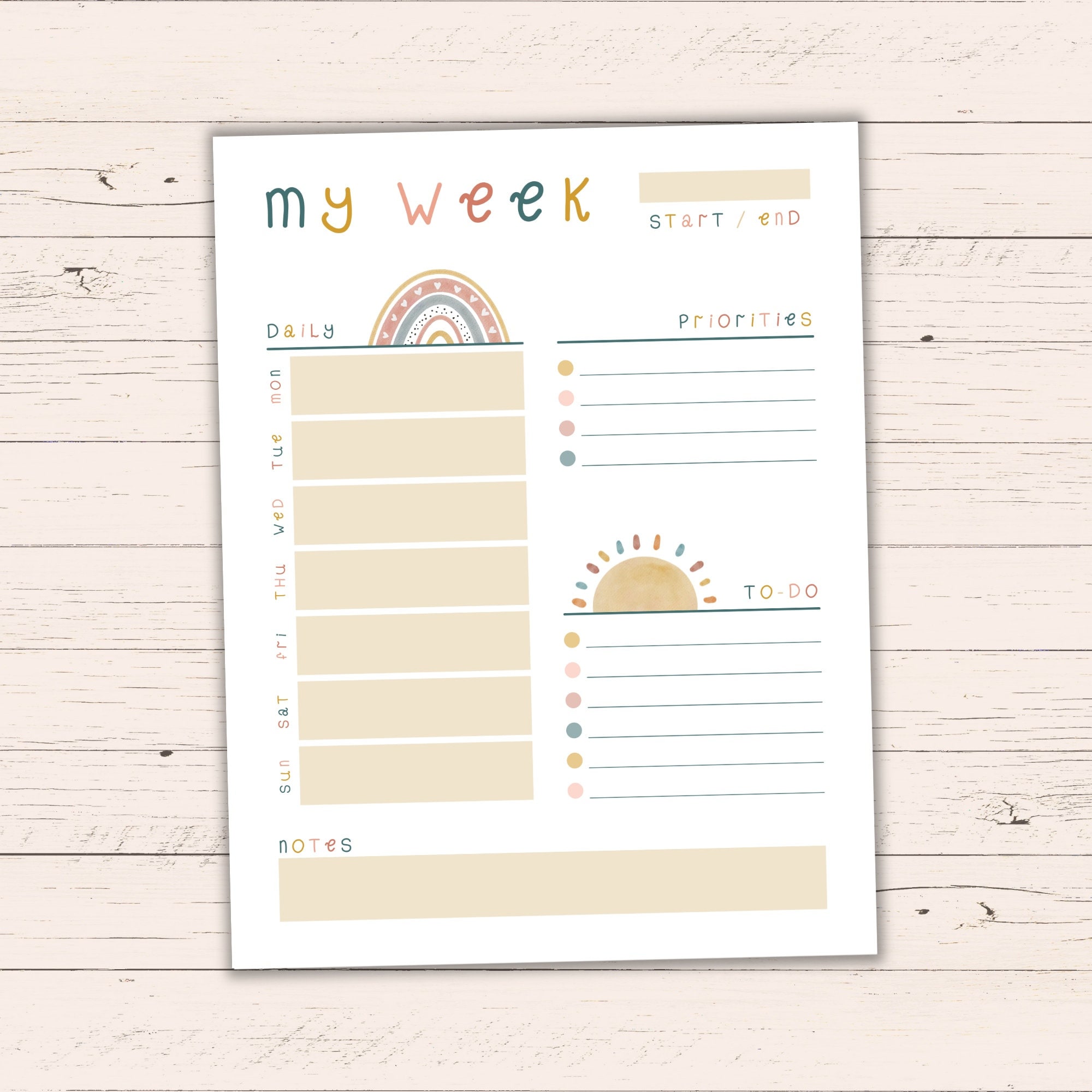 Printable Boho Weekly Planner US Letter A4 Editable Instant Download ...