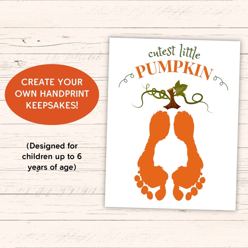 Printable cutest Pumpkin in the Patch Handprint Footprint Art Template ...