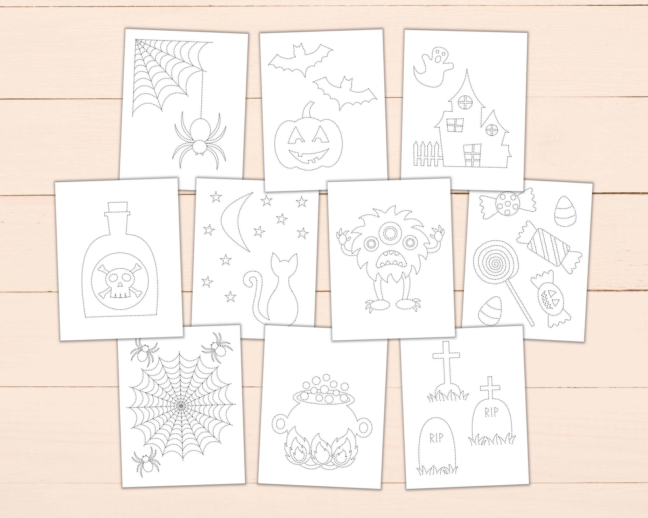 Printable Halloween Trace & Color Sheets Tracing Worksheets - Etsy Canada