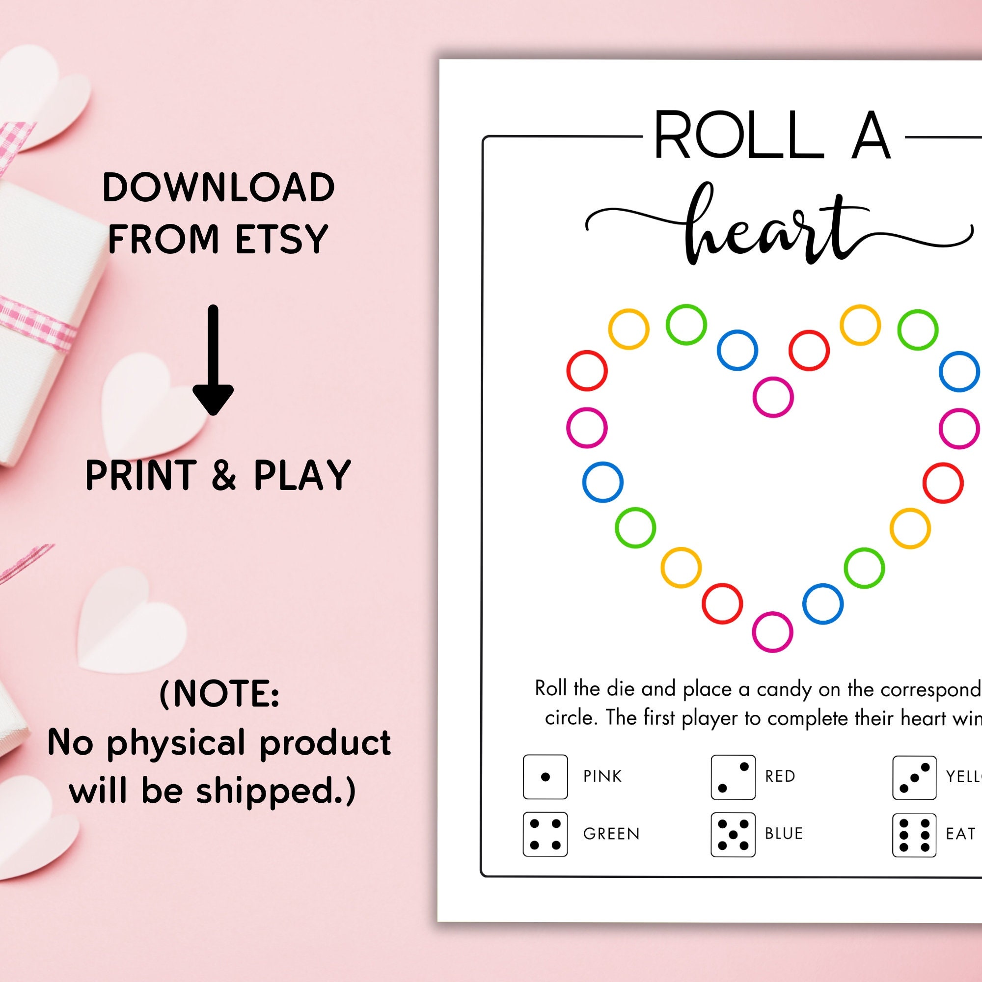 Valentine Roll a Heart Game - Heart Candy Dice Game - Classroom ...