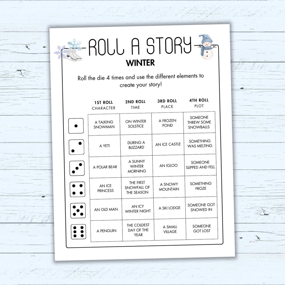 Winter Roll a Story - Creative Writing Prompt Activity - Printable ...