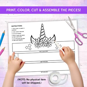 Unicorn Paper Crown Printable - Kids Coloring Craft - Unicorn Birthday ...