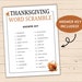 Thanksgiving Word Scramble - Printable Thanksgiving Activity ...