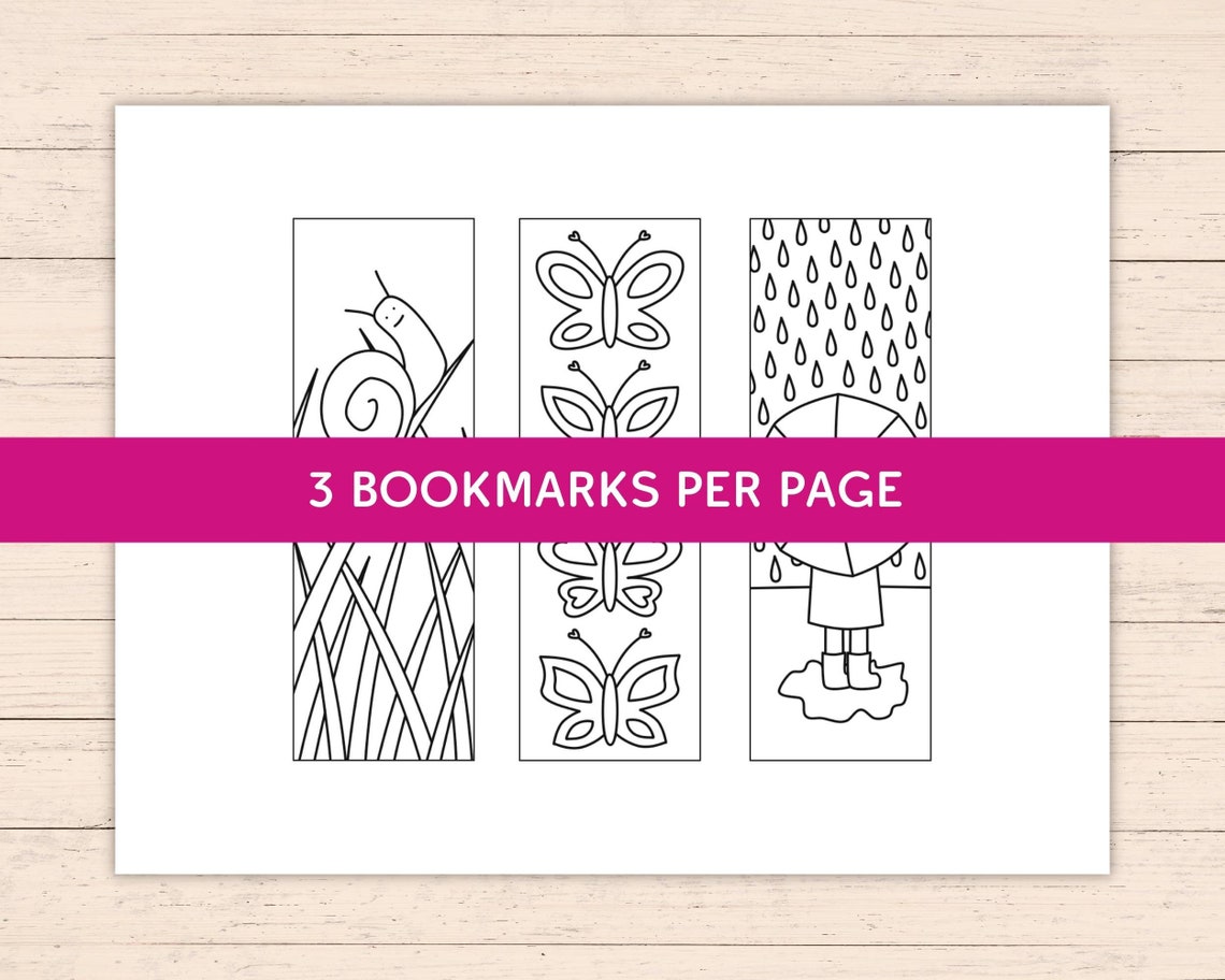 Printable Spring Coloring Bookmarks Set of 6 PDF Instant - Etsy