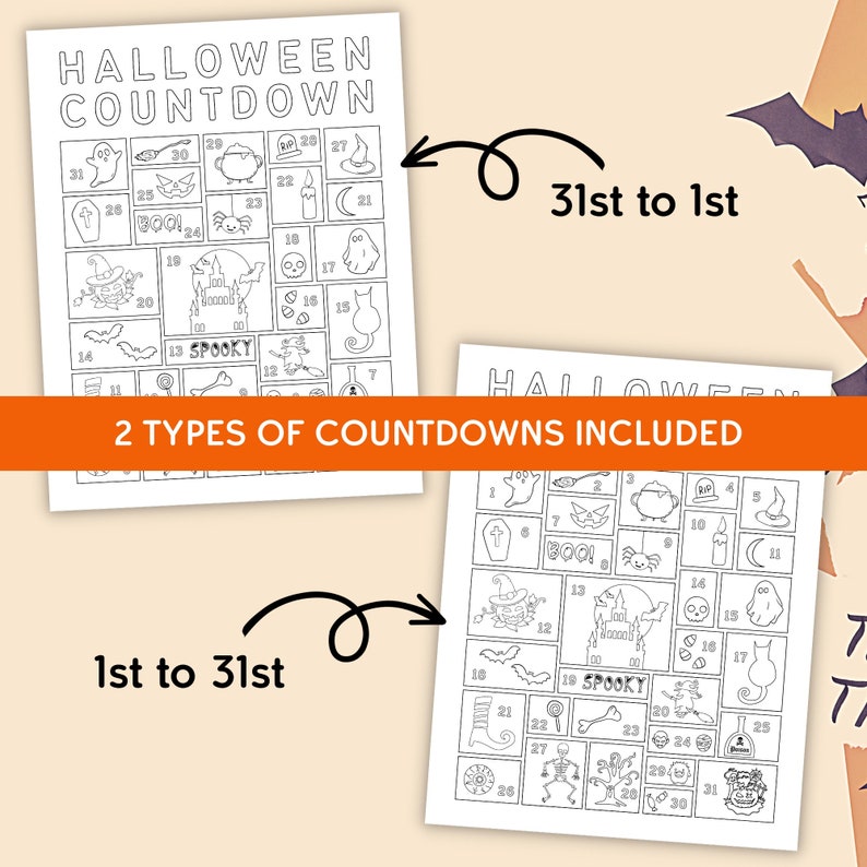 Printable Halloween Coloring Countdown - Halloween Countdown Coloring ...