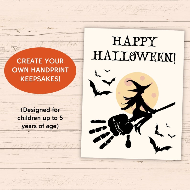 Halloween Witch's Broom Handprint Craft Template - Handprint Art Kit ...